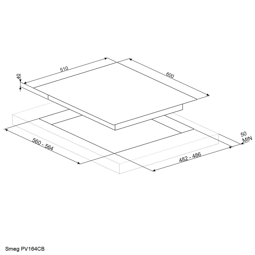 Smeg PV164CB 60cm Linea 4 Burner Gas On Glass Hob - Appliance City