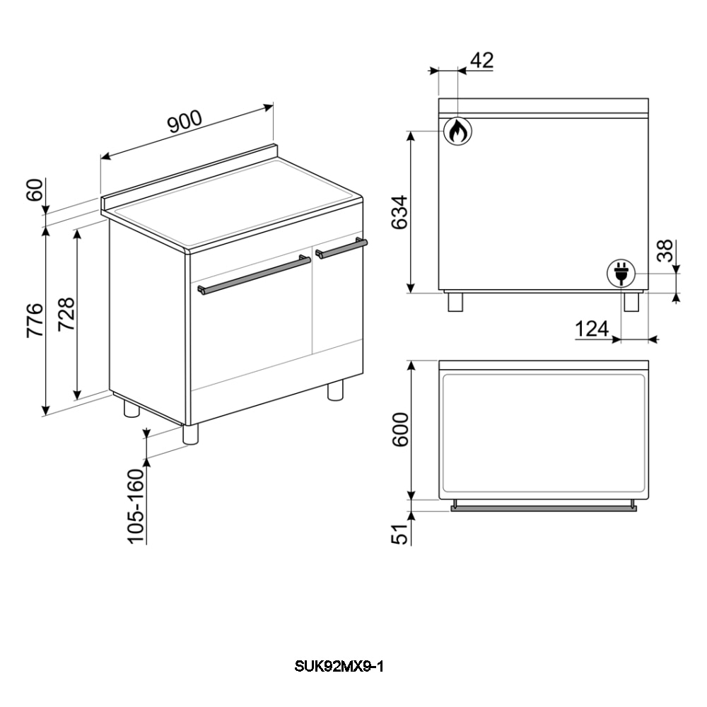 Smeg SUK92MX9-1 90cm Concert Dual Fuel Twin Range Cooker - STAINLESS ...