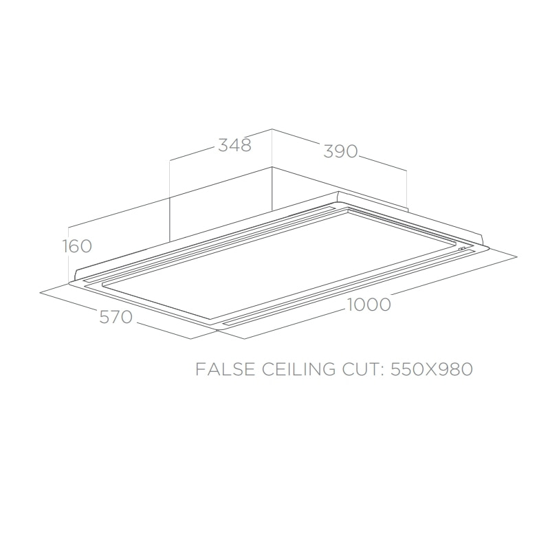 Elica HILIGHT-X-16-WH 100cm Ceiling Extractor 16cm Deep - WHITE ...
