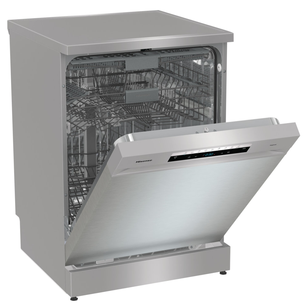Hisense HS673C60XUK 60cm Freestanding Dishwasher - SILVER - Appliance City