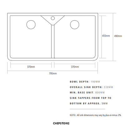 Caple CHEPSTOW2 Chepstow2 80cm Double Bowl Ceramic Sink - WHITE ...