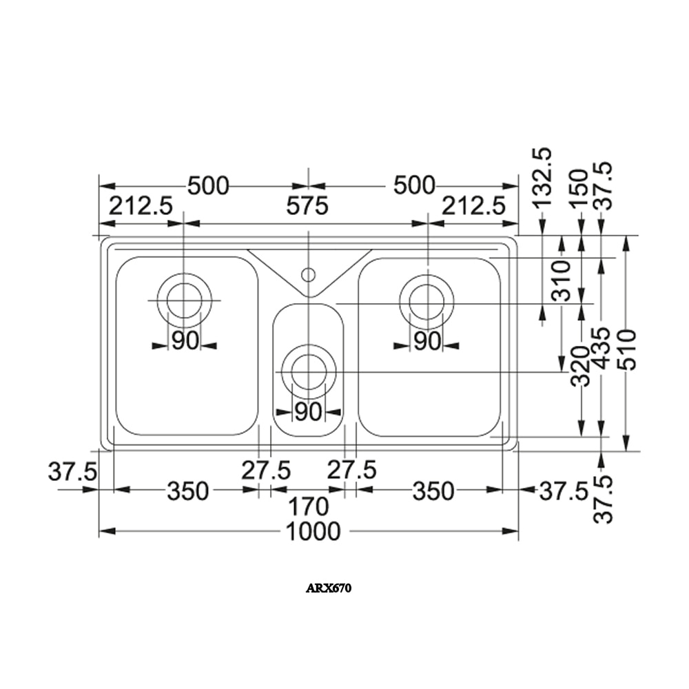 Franke ARX670 Ariane 2.5 Bowl Sink - STAINLESS STEEL - Appliance City