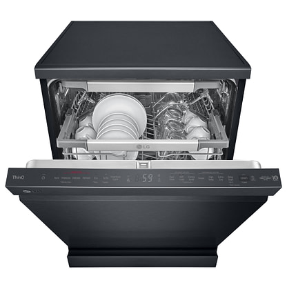 LG DF455HMS 60cm Freestanding Dishwasher - BLACK STEEL - Appliance City
