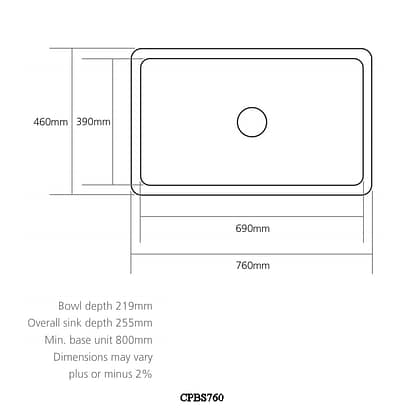 Caple CPBS760 Belfast 76cm Single Bowl Ceramic Sink - WHITE - Appliance ...