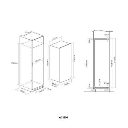 Caple WC1796 179cm Integrated In Column Triple Zone Wine Cooler - BLACK ...