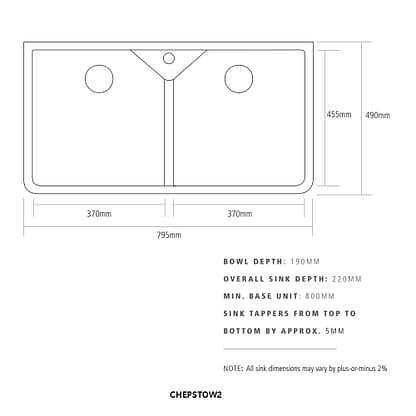 Caple CHEPSTOW2 Chepstow2 80cm Double Bowl Ceramic Sink - WHITE ...