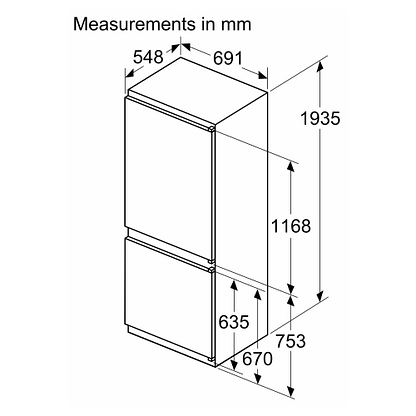 Siemens KB96NNSE0 194cm IQ-100 69cm Wide Integrated 60/40 Frost Free ...