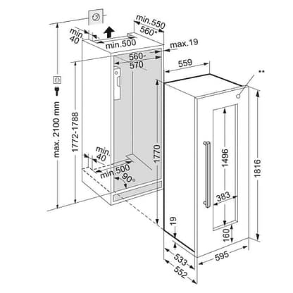 Liebherr EWTDF3553 178cm Integrated In Column Vinidor Wine Cabinet ...