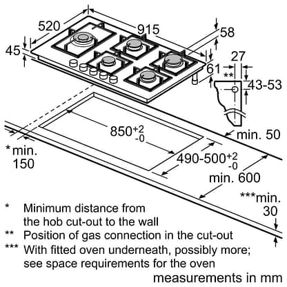 Siemens EP9A6SB90 IQ-500 90cm Frameless Gas On Glass StepFlame Hob ...