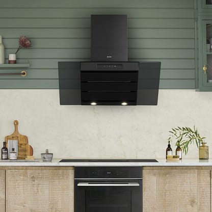 Caple SP912BK 90cm Spirit Angled Chimney Hood - BLACK - Appliance City