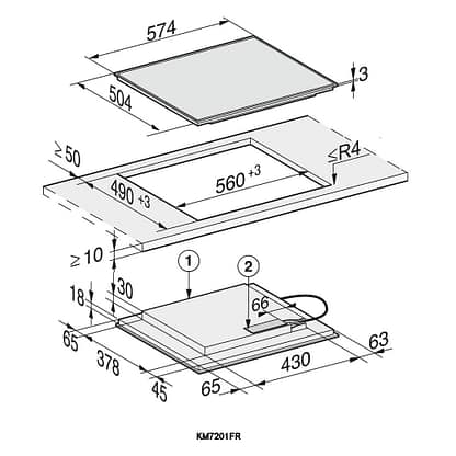 Miele KM7201FR 57cm Four Zone Induction Hob - STAINLESS STEEL ...