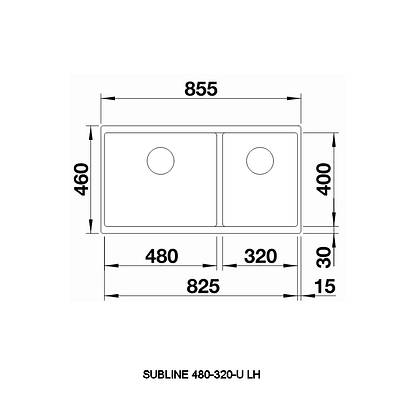 Blanco SUBLINE 480-320-U LH WHITE Silgranit 1.5 Bowl Undermount Sink ...