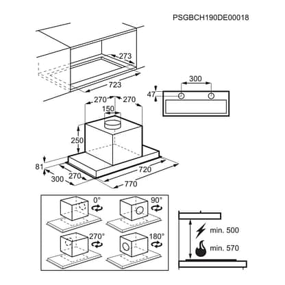 AEG DGE5861HM 77cm Series 6000 Hob2Hood Canopy Hood - STAINLESS STEEL ...