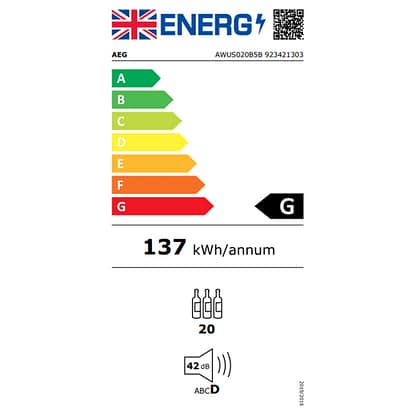 AEG AWUS020B5B 30cm Series 5000 Undercounter Wine Cooler - BLACK ...