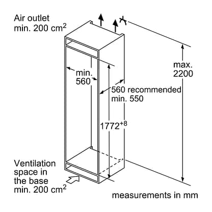 Bosch KIN86NSE0G 177cm Series 2 Integrated 60/40 Frost Free Fridge ...