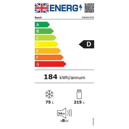 Bosch KIN96VFD0 194cm Series 4 Integrated 60/40 Frost Free Fridge ...