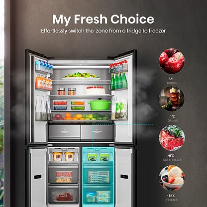 Hisense RQ768N4GBE KitchenFit Four Door American Style Fridge Freezer ...