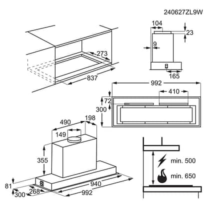 AEG GDG961AB 100cm Series 9000 Canopy Hood - BLACK - Appliance City
