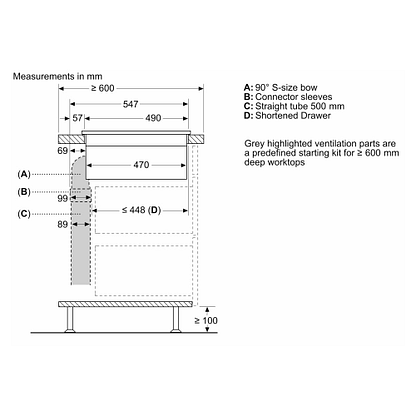 Neff Z861KE1 Ducted Extraction Kit For Air Venting Induction Hob ...
