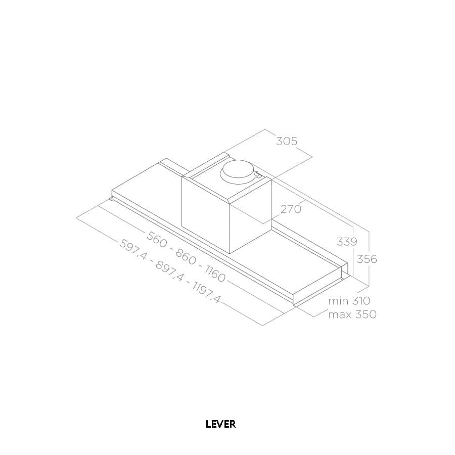 Elica LEVER-120 120cm Telescopic Hood - STAINLESS STEEL - Appliance City