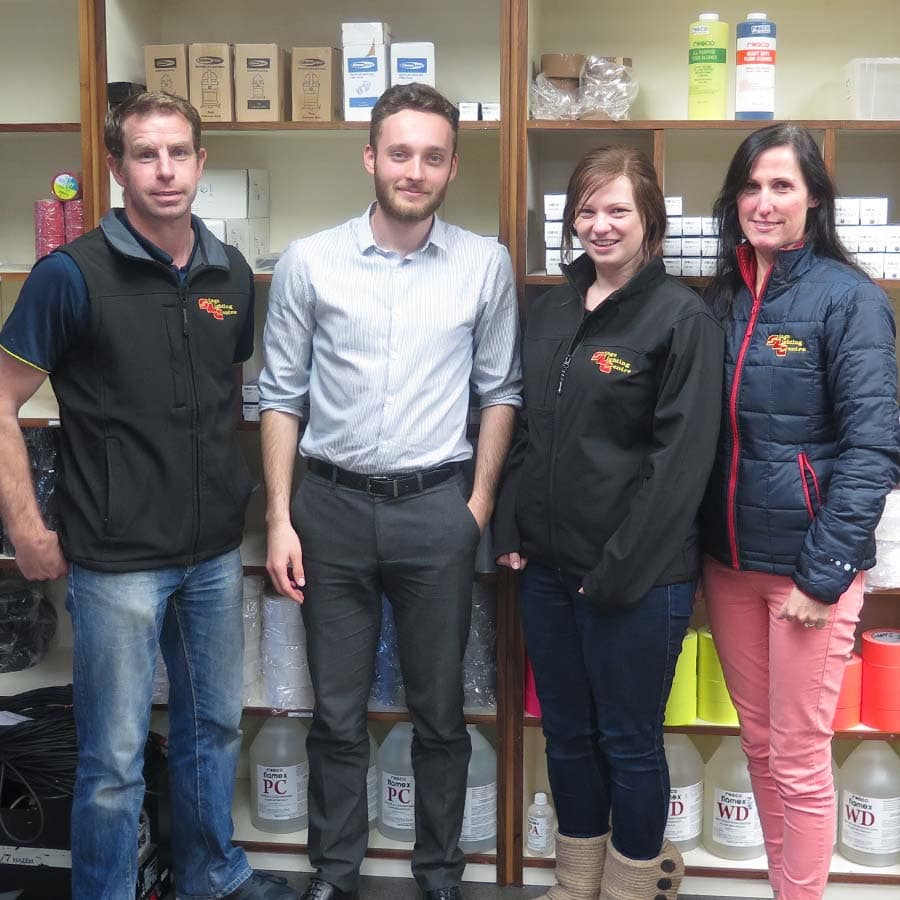 Le Mark's Tom Mulholland with members of the Stage Lighting Centre Team ...